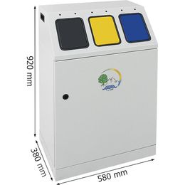 Wertstoffsammler, Stahl, Volumen 3 x 30 l, TRIPLEX, 3 Innenbeh&auml;lter kaiserkraft