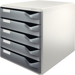 Leitz Ablagebox, Post- und Formular-Set, Geh&auml;use grau, Schubladen dunkelgrau, 5 Schubladen