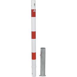 Schake Absperrpfosten, &Oslash; 60 mm, wei&szlig; / rot, herausnehmbar mit Profilzylinder, ohne &Ouml;se