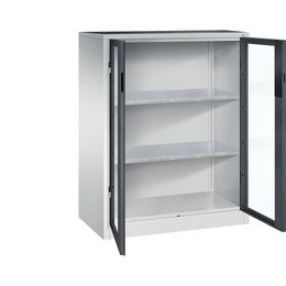 C+P Sichtfenster-Fl&uuml;gelt&uuml;rschrank, HxBxT 1200 x 930 x 500 mm, 2 Fachb&ouml;den, lichtgrau / anthrazitgrau