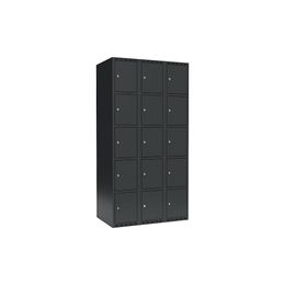 5er-Schlie&szlig;fachschrank Fydor, 3 Abteile, grau, B 900 mm, 3 Abteile, flache Dachform, Zylinderschloss kaiserkraft