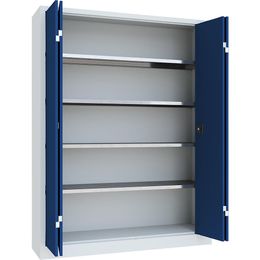 Pavoy Faltt&uuml;renschrank, H&ouml;he 1950 mm, Breite 1500 mm, Tiefe 400 mm, grau/blau