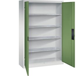 C+P Werkstatt-Schwerlastschrank, Breite 1200 mm, Tiefe 400 mm, T&uuml;r resedagr&uuml;n