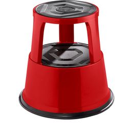eurokraft pro Rollhocker aus stabilem Stahlblech, H&ouml;he belastet 420 mm, drei Gleitrollen, rot, ab 10 Stk