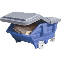 Kippbeh&auml;lter aus Polyethylen, mit Rollen, Volumen 0,3 m&sup3;, blau kaiserkraft