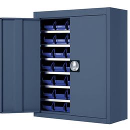 Mauser Magazinschrank mit Sichtlagerk&auml;sten, HxBxT 820 x 680 x 280 mm, einfarbig, blau, 42 K&auml;sten