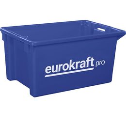 eurokraft pro Drehstapelbehälter aus lebensmittelechtem Polypropylen, Volumen 50 l, VE 3 Stk, Wände und Boden geschlossen, blau