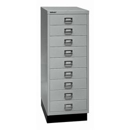 Bisley MultiDrawer&trade; 39er Serie, mit Sockel, DIN A3, 9 Schubladen, silber, schwarz