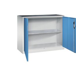 C+P Werkstatt-Beistellschrank mit Flügeltüren, Breite x Tiefe 1200 x 500 mm, lichtgrau / lichtblau