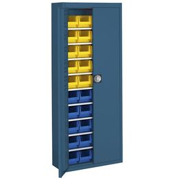 Mauser Magazinschrank mit Sichtlagerk&auml;sten, HxBxT 1740 x 680 x 280 mm, einfarbig, blau, 40 K&auml;sten