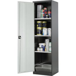 ASECOS Labor-Chemikalienschrank, 1-t&uuml;rig, hoch, 3 Fachb&ouml;den, ohne Sichtfenster, grau