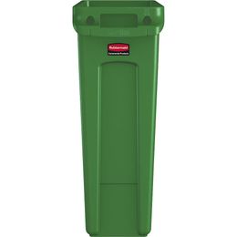 Rubbermaid Abfalleimer SLIM JIM , Volumen 87 l, mit L&uuml;ftungskan&auml;len, gr&uuml;n mit Recyclingsymbol, ab 10 Stk