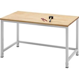 Rau Arbeitstisch f&uuml;r Arbeitsplatzsystem Serie 900, H&ouml;he 825 - 1025 mm, Buchenplatte massiv, Breite 2000 mm