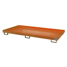eurokraft pro Regal-Bodenwanne, 246 l Auffangvolumen, LxBxH 2650 x 1300 x 210 mm, ohne Gitterrost, orange lackiert