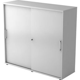 eurokraft pro Schiebet&uuml;renschrank, H&ouml;he 1100 mm, 2 Fachb&ouml;den, lichtgrau