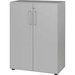 eurokraft pro B&uuml;roschrank, 2 Fachb&ouml;den, 3 Ordnerh&ouml;hen, lichtgrau