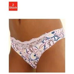 Slip Nuance, Damen, Gr. 48/50, bunt (2xrosa, bedruckt), Microfaser, Obermaterial: 85% Polyamid, 15% Elasthan, körpernah, Unterhosen, mit Spitzeneinsatz vorne