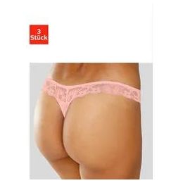 String Petite Fleur, Damen, Gr. 36/38, bunt (pfirsich, mint, creme), Spitze, Obermaterial: 86% Polyester, 14% Elasthan, Unterhosen, hinten komplett aus zarter Jacquardspitze