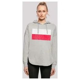 Kapuzenpullover F4NT4STIC "Poland Polen Flagge distressed", Damen, Gr. S, grau, Obermaterial: 100% Baumwolle, oversize, Pullover, Print