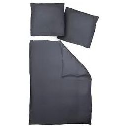 Bettwäsche Adam "Uni Collection light", blau (dunkelblau), B/L: 155cm x 200cm, 1 Stk., 1 Stk., Renforcé, B/L: 80cm x 80cm, 2 Stk., Renforcé, Obermaterial: 100% Baumwolle, Bettwäsche, aus 100 % Bio-Baumwolle, 2 teilig - Bettwäsche Set