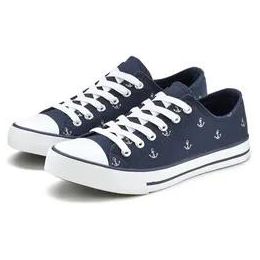 Sneaker Lascana, Damen, Gr. 38, blau, Obermaterial: 100% Textilmaterial. Futter: 100% Textilmaterial. Decksohle: 100% Textilmaterial. Laufsohle: 100% Synthetik, gemustert, Schuhe, mit Ankerprint, Schnürhalbschuh, Freizeitschuh