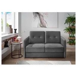 Schlafsofa Home Affaire "Merina", schwarz (asche), B:147cm H:89cm T:87cm, Luxus-Microfaser (100% Polyester), Sofas, mit zweigeteilter Bettfunktion, Auszug nach vorn, Federkern