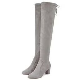 Overkneestiefel Lascana, Damen, Gr. 40, grau (hellgrau), Obermaterial: 100% Textilmaterial. Futter: 100% Textilmaterial. Decksohle: 100% Lederimitat. Laufsohle: 100% Synthetik, unifarben, Schuhe, Slouchy Boots,Langschaft Stiefel,Schlupf-Boot, weiches Stretchmaterial