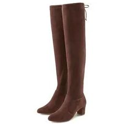 Overkneestiefel Lascana, Damen, Gr. 37, braun (dunkelbraun), Obermaterial: 100% Textilmaterial. Futter: 100% Textilmaterial. Decksohle: 100% Lederimitat. Laufsohle: 100% Synthetik, unifarben, Schuhe, Slouchy Boots,Langschaft Stiefel,Schlupf-Boot, weiches Stretchmaterial