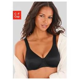 Minimizer-BH Lascana, Damen, Gr. 75, Cup E, schwarz, Microtouch, Obermaterial: 82% Polyamid (TACTEL), 18% Elasthan (LYCRA), BHs, mit Bügel und nahtlosen Cups, aus seidiger Microfaser, Basic Dessous
