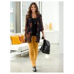 Longbluse Classic Basics, Damen, Gr. 44, gelb (schwarz, ocker, bedruckt), 100% Polyester, Paisley, gemustert, mehrfarbig, Blusen