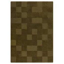 Teppich FLAIR RUGS "CHECKERBOARD", gr&uuml;n, B:200cm H:10mm L:290cm, Wolle, Teppiche, Teppich, Hoch-Tief-Effekt, Wohnzimmer, Schlafzimmer