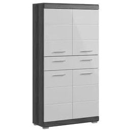 Midischrank Inosign "SIENA, Breite 74cm, 4 Türen, 1 Schubkasten, 4 Fächer, MDF-Front", weiß (rauchsilber nb, weiß hochglanz), B:74cm H:141cm T:31cm, FSC-zertifizierter Holzwerkstoff, Schränke, in verschiedenen Farben erhältlich, Badmöbel, Badschrank, Schrank, Bad