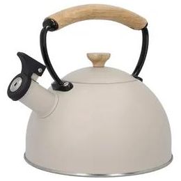 Wasserkessel LA CAFETIÈRE "La Cafetière", beige (cremefarbig), B:19cm H:19cm L:19cm, Töpfe, pfeifend, mit Holzgriff, 1,6 Liter, Induktion