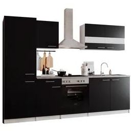 Küchenzeile respekta "Malia", schwarz (küche: schwarz, front: schwarz, korpus: weiß, arbeitsplatte: beton optik), B:270cm H:200cm T:60cm, Komplettküchen-Sets, Breite 270 cm, mit Soft-Close, in exklusiver Konfiguration für OTTO