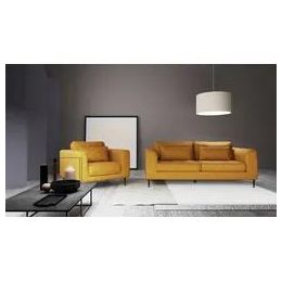 Sessel Trendmanufaktur "Luzi, Loungesessel, modern mit extra hohen Füßen", orange (golden orange), B:96cm H:80cm T:99cm, 100% Polyester, Sessel, Designsessel mit tollem Sitzkomfort, Metallfüße schwarz, Breite 96 cm