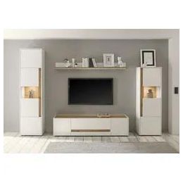 Wohnwand Inosign "City/Giron, moderne Anbauwand, Komplettset in vielen Farben verfügbar", weiß, B:310cm H:197cm T:45cm, Holzwerkstoff, Kastenmöbel-Sets, enthält zwei Vitrinen, ein Lowboard & ein Wandboard, Topseller