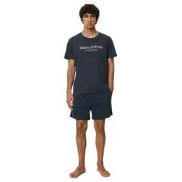 Marc O'Polo T-Shirt MARC O'POLO "Mix & Match Cotton", Herren, Gr. L, blau (schwarz navy), Jersey, Obermaterial: 100% Baumwolle, unifarben, regular fit hüftbedeckend, Rundhals, Shirts, mit Logo-Print vorn