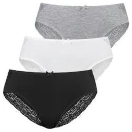 Jazz-Pants Slips Vivance, Damen, Gr. 40/42, beige (creme, grau meliert, schwarz), Single Jersey, Obermaterial: 95% Baumwolle, 5% Elasthan. Spitze: 90% Polyamid, 10% Elasthan, unifarben, körpernah, Unterhosen, aus elastischer Baumwolle mit floraler Spitze