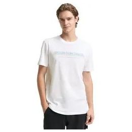 T-Shirt Tom Tailor DENIM, Herren, Gr. M, weiß, Obermaterial: 100% Baumwolle, regular fit normal, Rundhals, Shirts, mit Logofrontprint