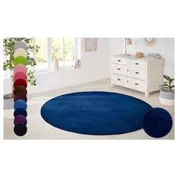 Teppich Hanse Home "Shashi" Gr. 10, blau (dunkelblau), H:8,5mm Ø:200cm, Kunstfaser, Teppiche, Kurzflor, Unifarben, Teppich, Weich, Esszimmer, Kinderzimmer, Flur
