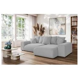 Ecksofa Home Affaire "LAKESIDE mit Bettfunktion und Bettkasten, B/T/H 257/166/84 cm", grau (hellgrau), B:256,5cm H:84cm T:166cm, 100% Polyester, Sofas, L-Form, Recamiere beidseitig montierbar, mit Wellenunterfederung, Topseller