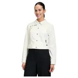 Jackenblazer Betty Barclay "Damen Jeansjacke langarm", Damen, Gr. 46, weiß (rohweiß), Denim/Jeans, Obermaterial: 92% Baumwolle, 6% Elastomultiester, 2% Elasthan., sehr schmal kurz, Blazer, Stickerei