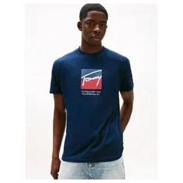 T-Shirt Tommy Jeans "TJM REG RWB DNA TEE", Herren, Gr. L, blau (schwarz night navy), Single Jersey, Obermaterial: 100% Baumwolle, regular fit, Rundhals, Shirts