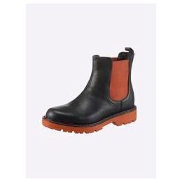 Stiefelette Heine, Damen, Gr. 41, orange (schwarz, orange), Glattleder, Leder, Rindsleder, Schuhe Stiefelette