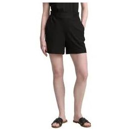Shorts Tom Tailor DENIM, Damen, Gr. L (40), N-Gr, schwarz (deep schwarz), Web, Obermaterial: 99% Polyester, 1% Elasthan, gestreift, regular fit kurz, Hosen, Sommerhose gestreifte Optik