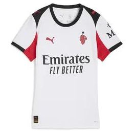 Trainingsshirt Puma "AC Milan 25/26 Auswärtstrikot Damen", Damen, Gr. XXS, weiß for all time rot, Obermaterial: 100% Polyester; Rippe: 100% Polyester, regular fit, Rundhals, Shirts