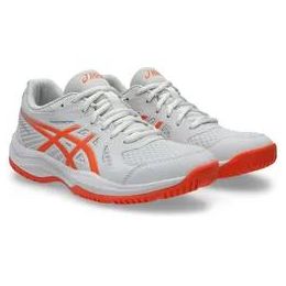 Hallenschuh asics "UPCOURT 6", Gr. 37,5, weiß (weiß, vivid coral), Synthetik, Schuhe, für Hallensport