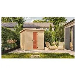 Saunahaus Weka "Kaapi 3", naturbelassen, Bio-Kombiofen, externe Steuerung, 9 kW, Saunen, Blockbohlen aus Fichtenholz