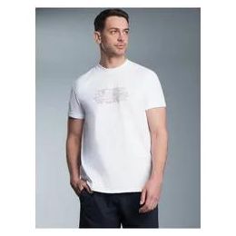 T-Shirt TRIGEMA "TRIGEMA T-Shirt mit Logo-Print", Herren, Gr. S, weiß, 100% Baumwolle, Basic, Shirts