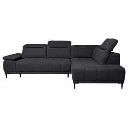 Ecksofa WERK2 "Memo Focus-L", grau, B:204cm H:82cm T:278cm, 92% Polyester, 8% Nylon, Sofas, Komfort nach Maß: Ausziehbare Sitztiefe, verstellbare Kopfteile & Füße